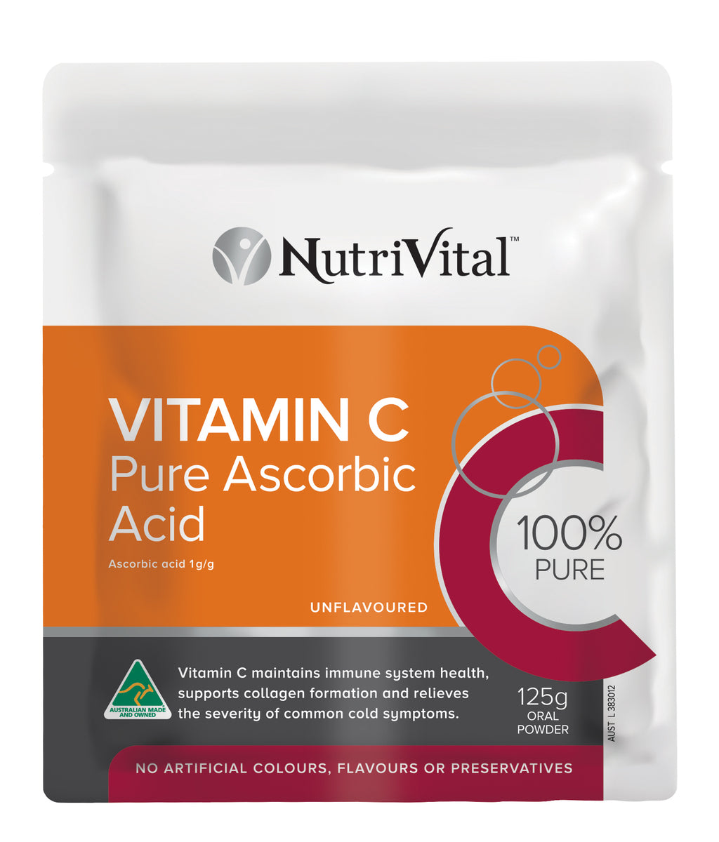NUTRIVITAL Vitamin C Ascorbic Acid 125g - Go Vita Burwood