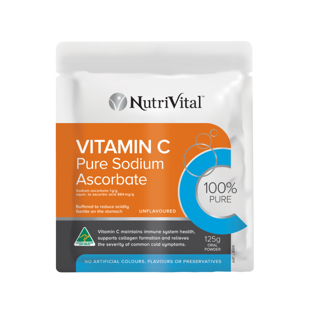 NUTRIVITAL Vitamin C Sodium Ascorbate 125g - Go Vita Burwood