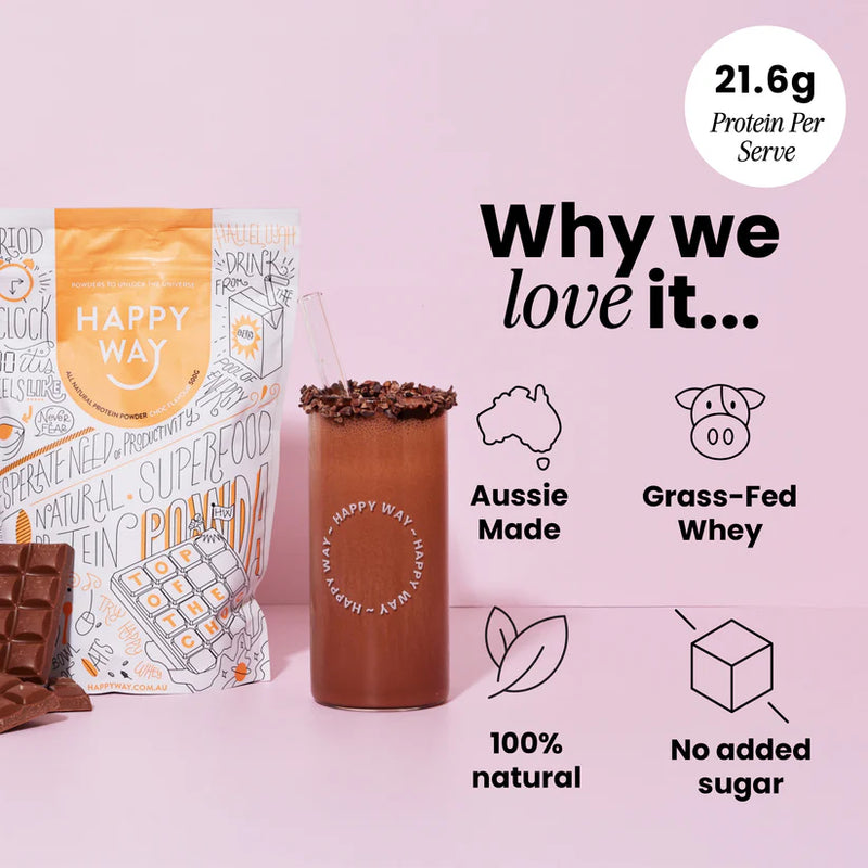 Happy Way Whey Protein Powder Chocolate 2kg — Go Vita Burwood